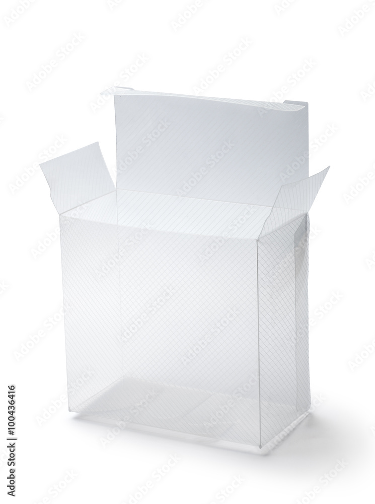 Empty transparent plastic box on white background Stock Photo | Adobe Stock