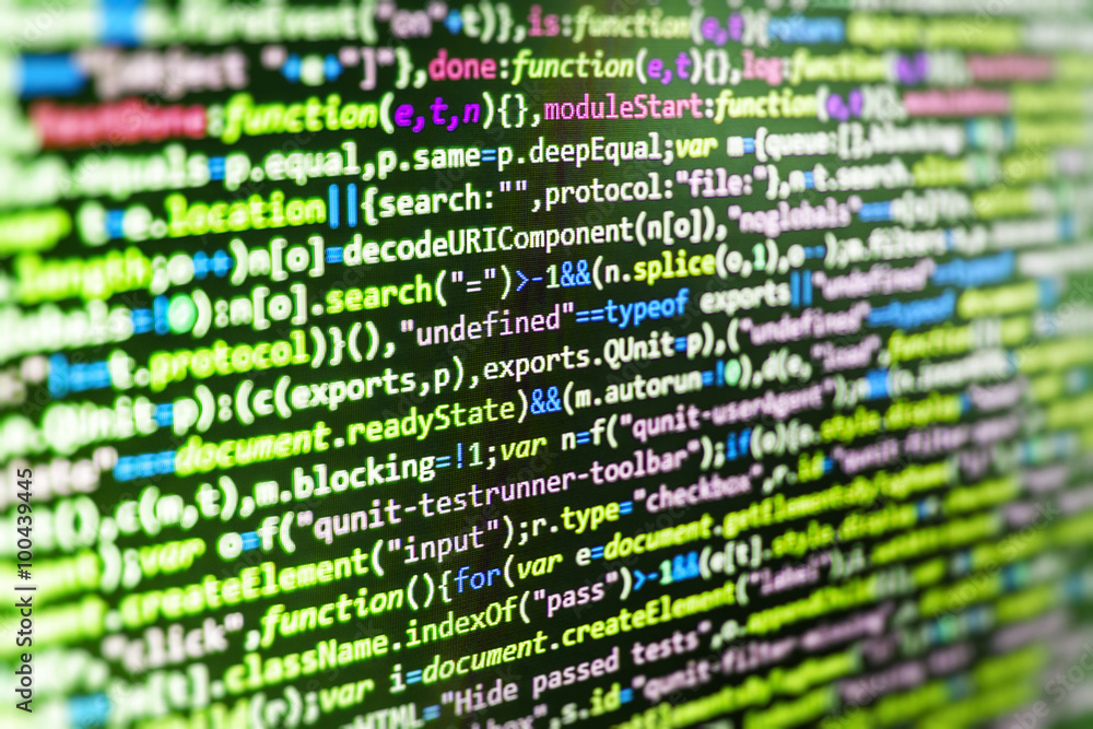 Computer source code programmer script developer. Modern technology background. Web software ...