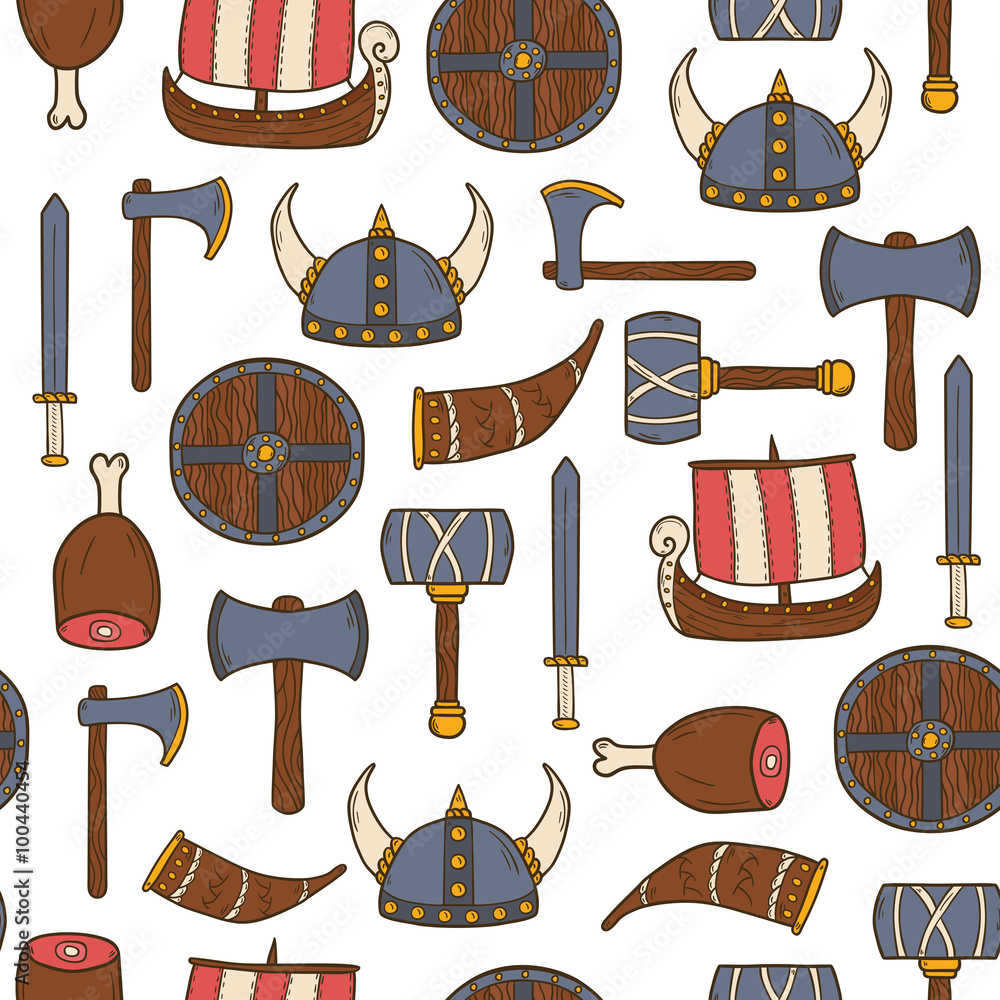 Seamless viking background Stock Vector | Adobe Stock