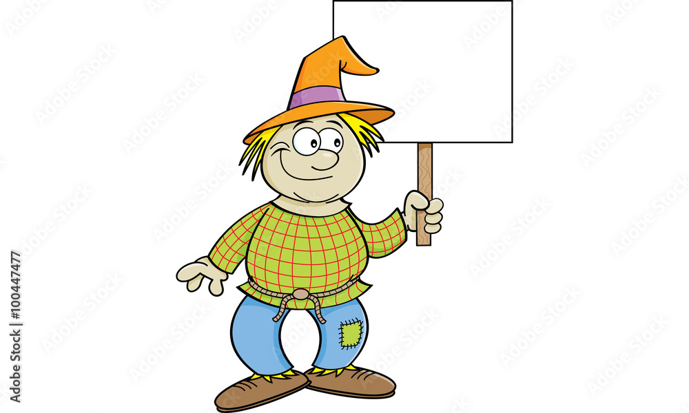 Cartoon illustration of a scarecrow holding a sign. Stock Illustration ...