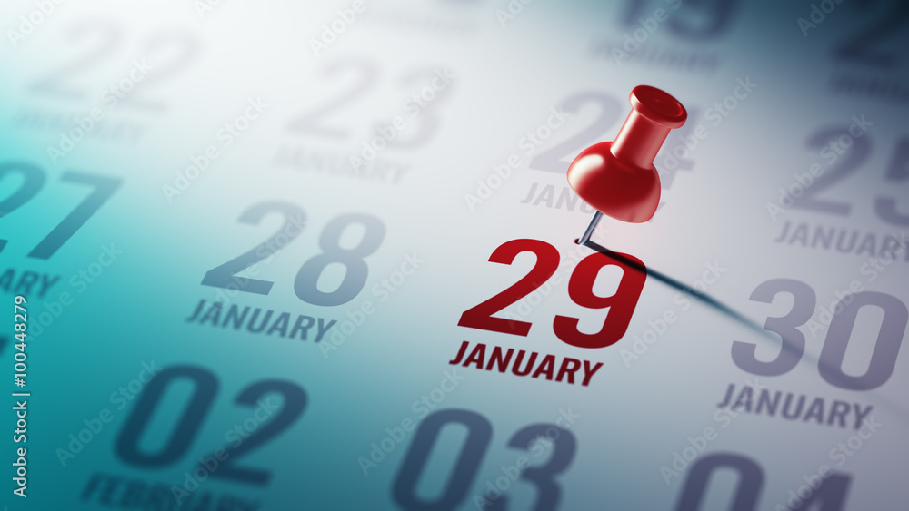 January 29 written on a calendar to remind you an important appo ...