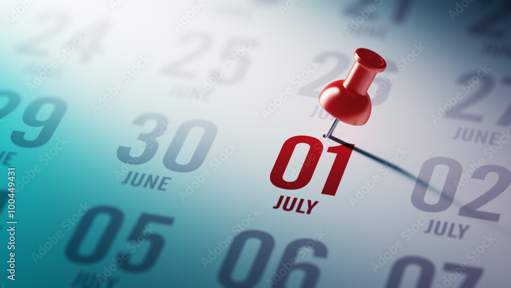 July 01 written on a calendar to remind you an important appoint Stock ...