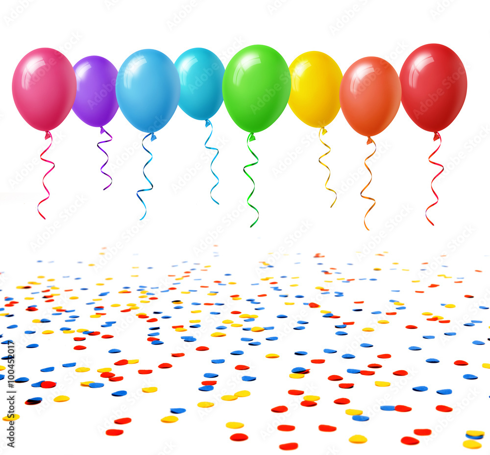 Luftballons und Konfetti Stock-Illustration | Adobe Stock