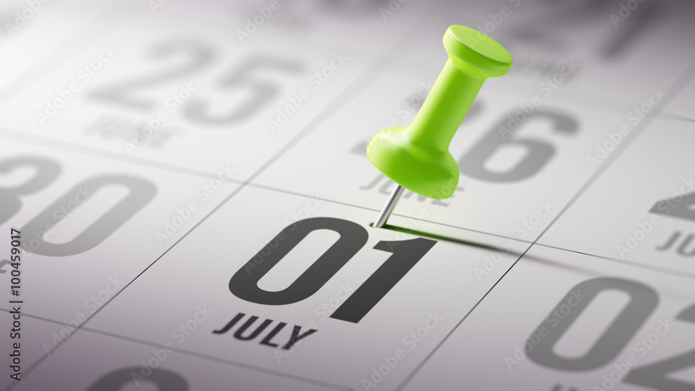 July 01 written on a calendar to remind you an important appoint Stock ...