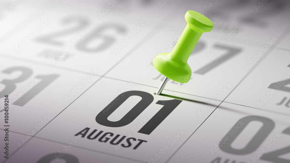 August 01 written on a calendar to remind you an important appoi Stock ...