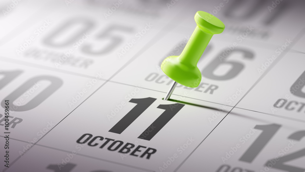 October 11 written on a calendar to remind you an important appo Stock ...