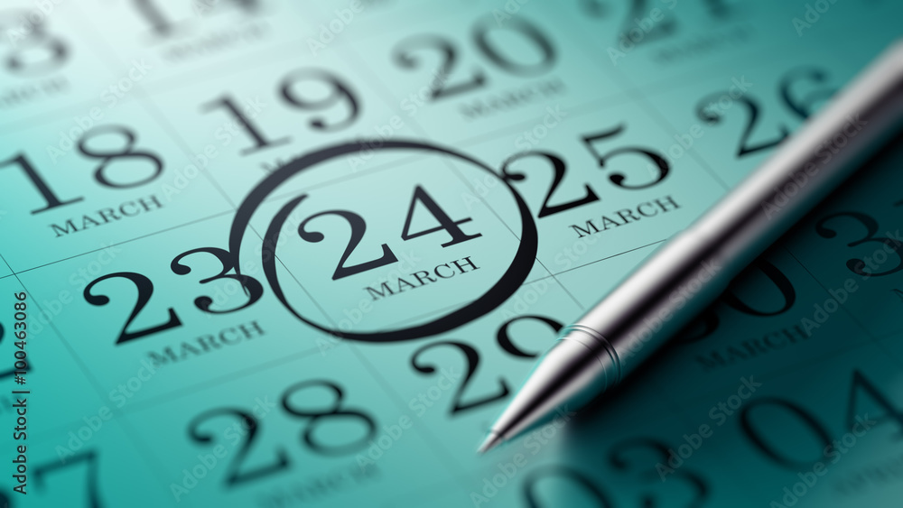 March 24 written on a calendar to remind you an important appoin Stock ...