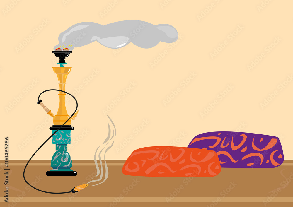 Traditional Sisha or Shisha Recreational Smoking Area. Flat Style Clip ...