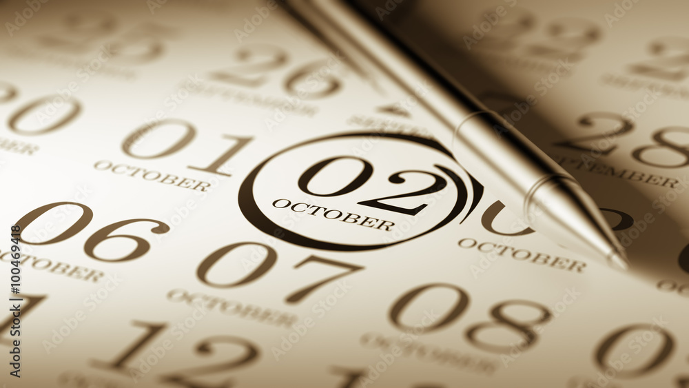 October 02 written on a calendar to remind you an important appo ...