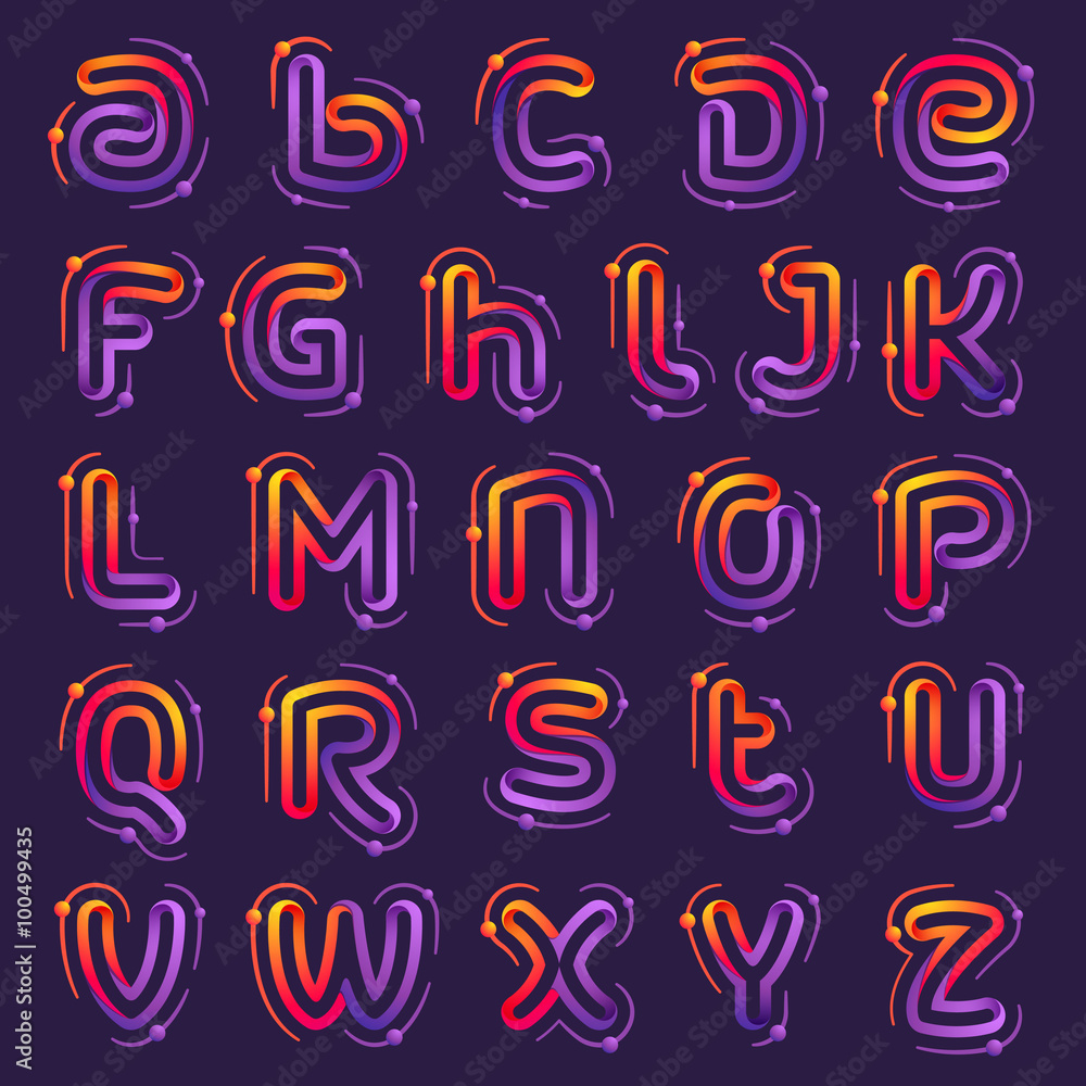 Full alphabet one line colorful letters with atoms orbits Stock Vector ...