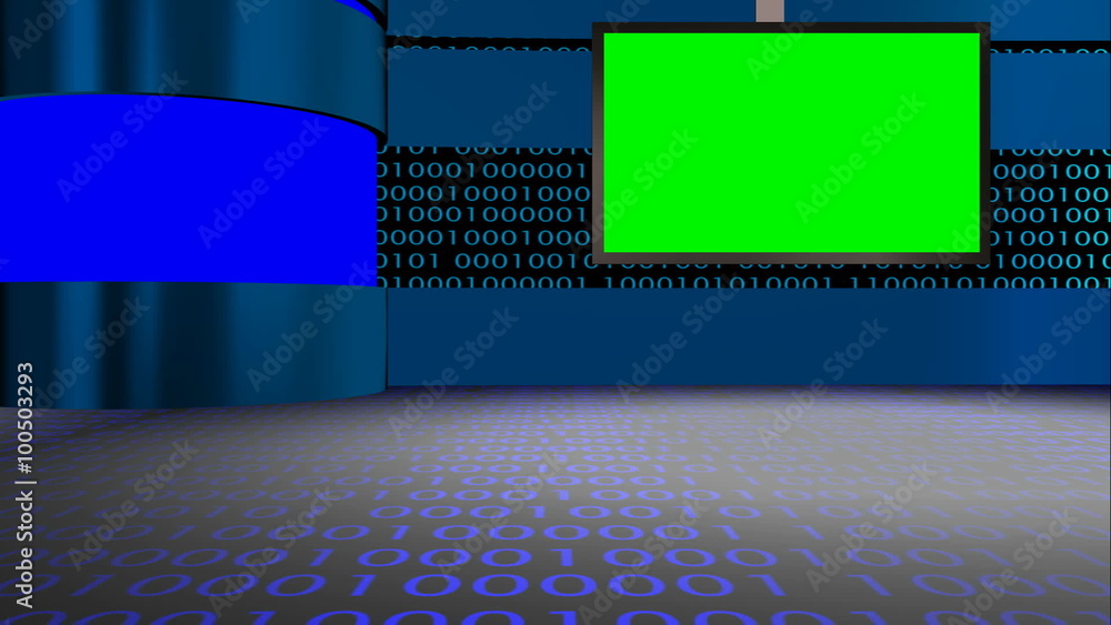 Animated chroma key green shiny virtual set from all camera angles ...