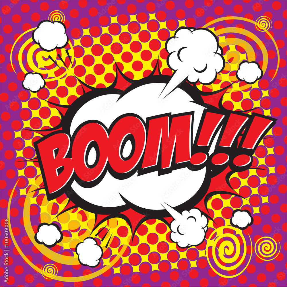 BOOM! wording sound effect set design for comic background, comic strip ...