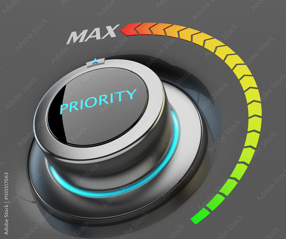 Highest level of priority concept, web interface switch button with ...