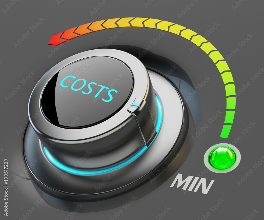 Lowest level of costs concept, web interface switch button pointing to ...
