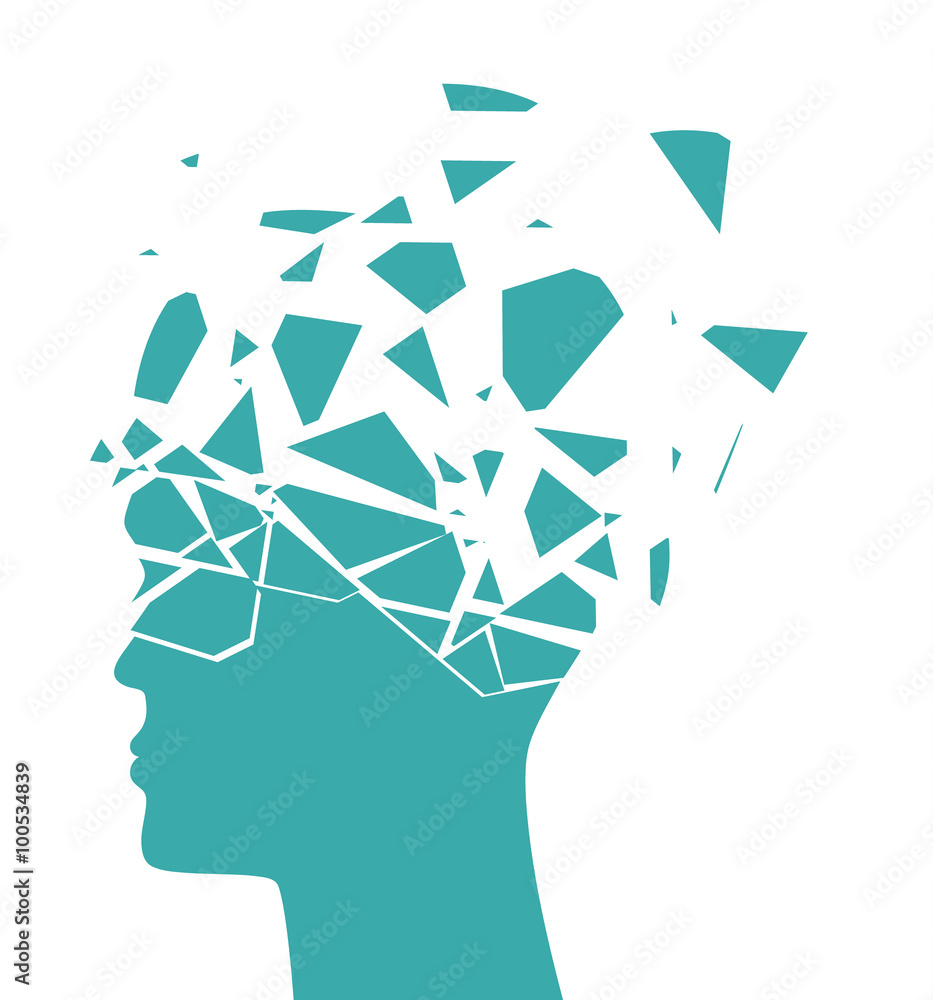 Damaged shattered face silhouette. Vector illustration. Stock Vector ...