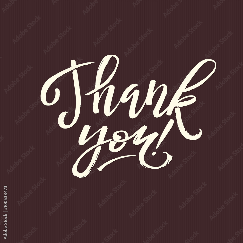 Thank You Card Calligraphic Inscription. Hand Lettering on Dark Brown ...
