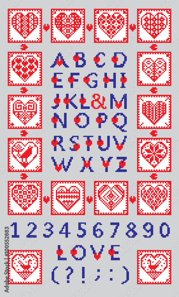 Love alphabet and numbers in the ethnic style Stock Vector | Adobe Stock