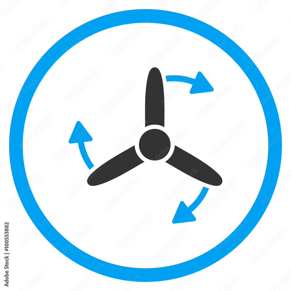Three Bladed Screw Rotation vector icon. Style is bicolor flat circled ...