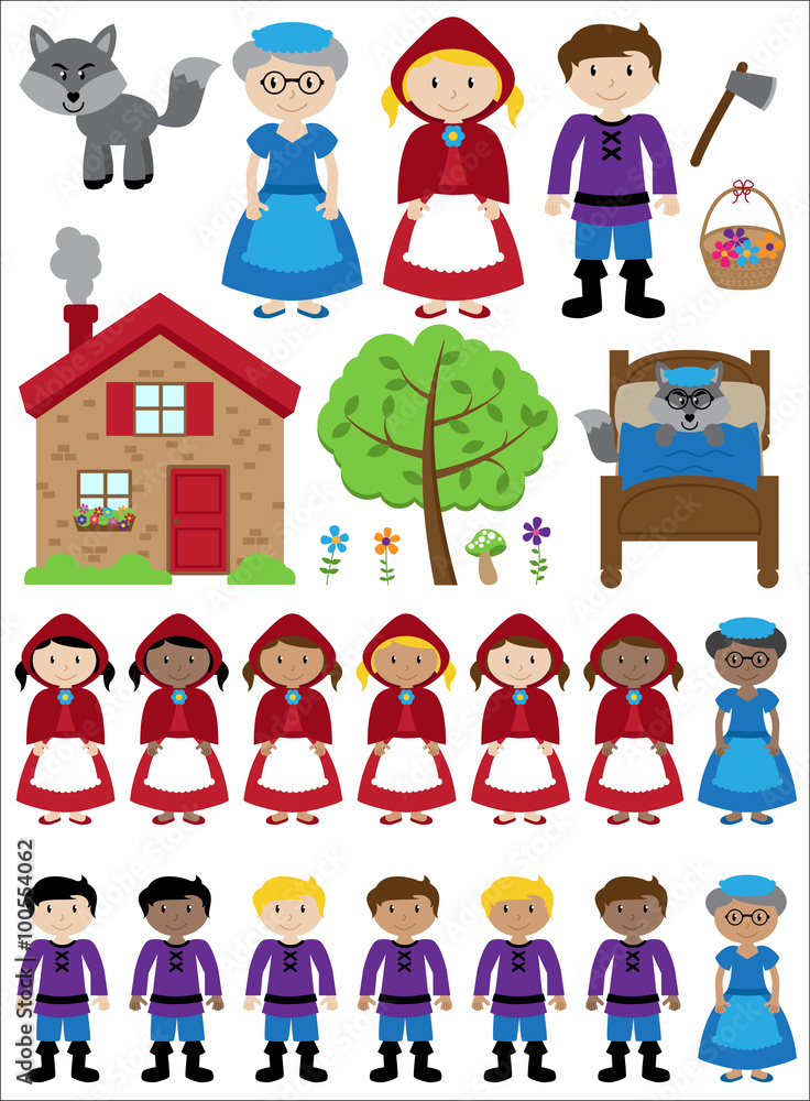 Little Red Riding Hood Themed Vector Collection Stock Vector | Adobe Stock