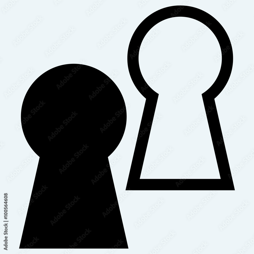 Keyhole symbol. Isolated on blue background. Vector silhouettes Stock ...
