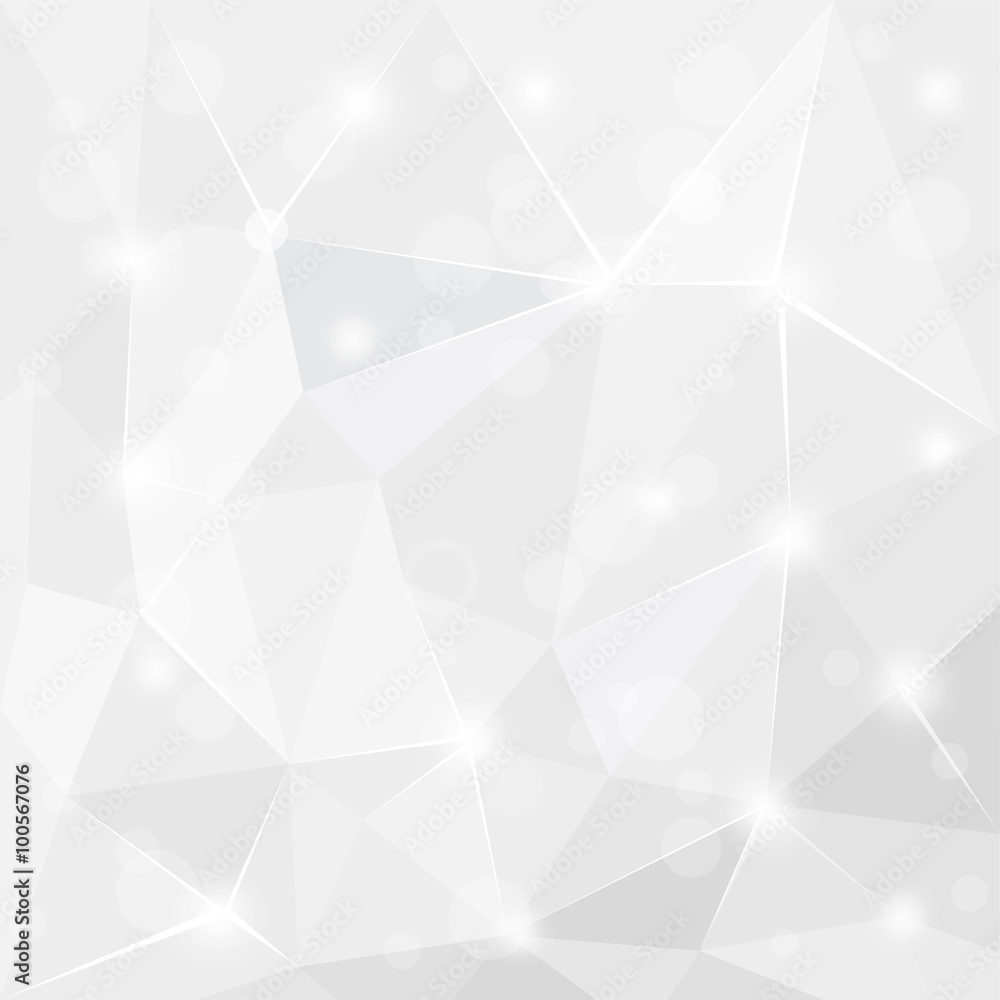 Abstract Shiny polygonal geometric faset white grey and silver ...