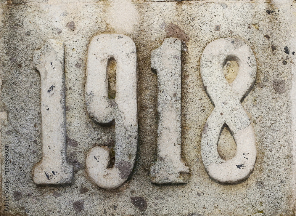 Year 1918 carved in the stone, The years of World War I Stock Photo ...
