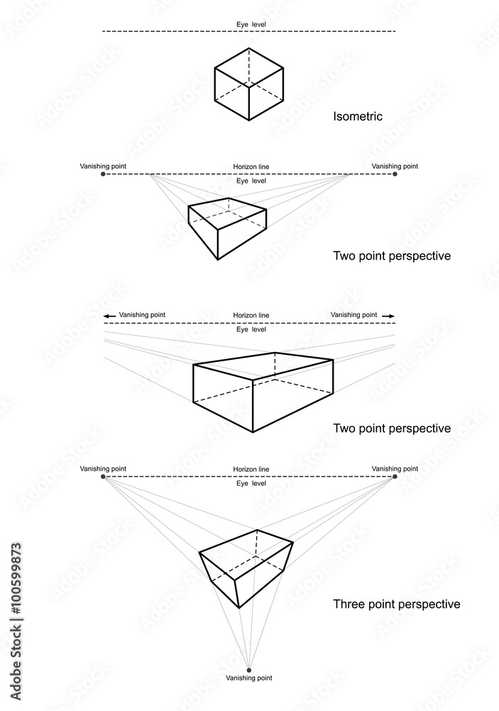 isometric and perspective drawing vector Stock Vector | Adobe Stock