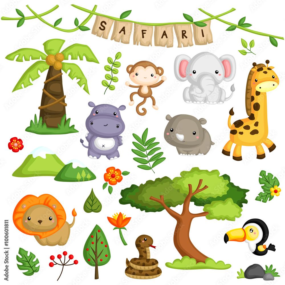 Safari Animal Vector Set Stock Vector | Adobe Stock
