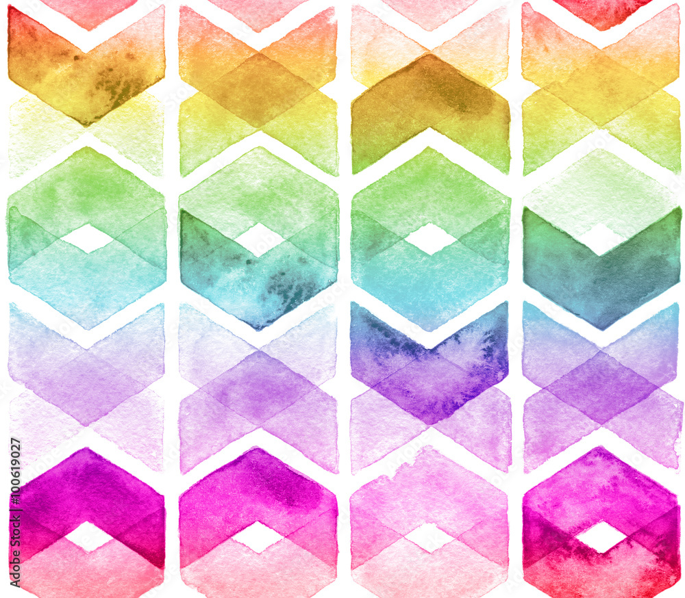 Watercolor chevron rainbow colors. Seamless pattern for fabric Stock ...