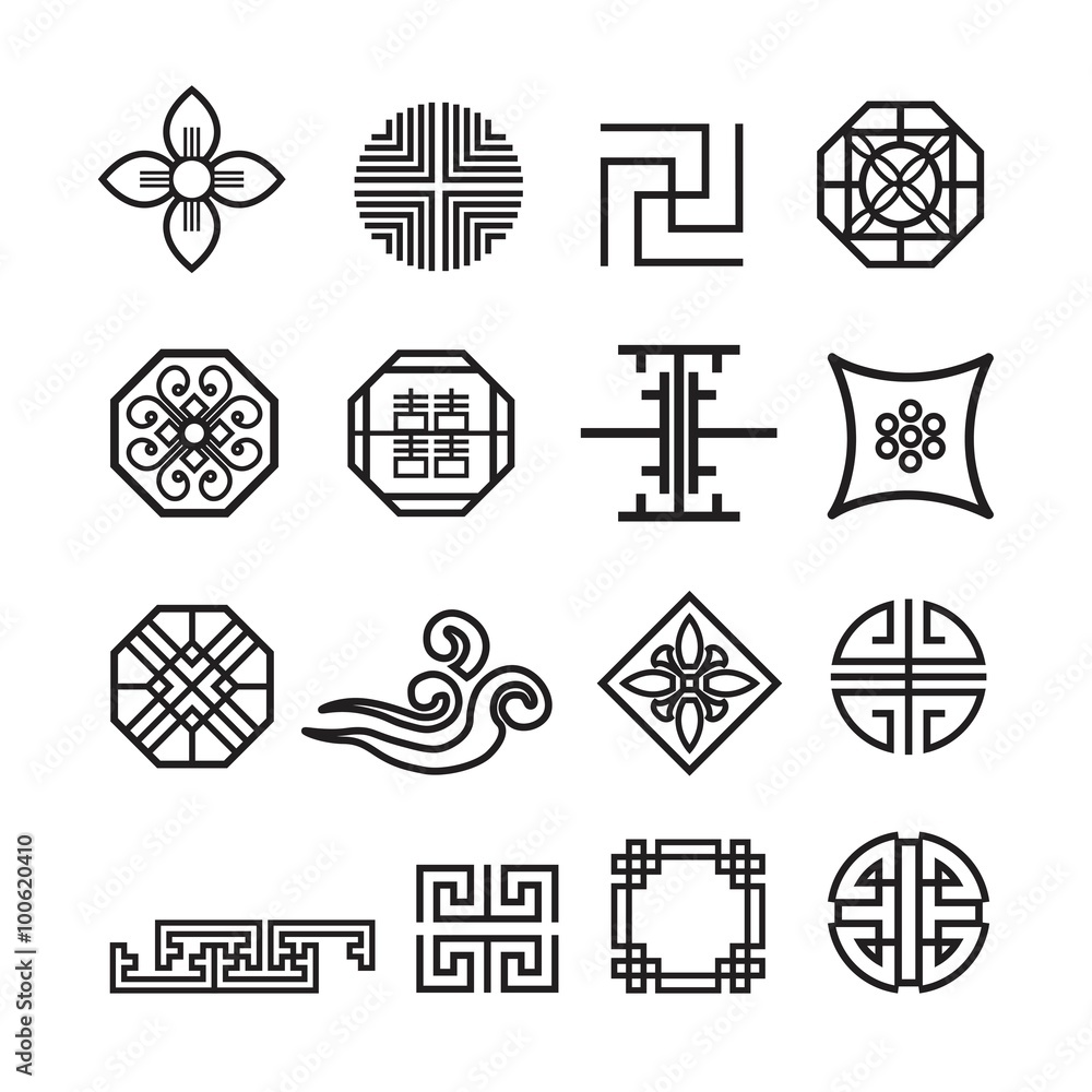 Korean ornament icon,vector set Stock Vector | Adobe Stock