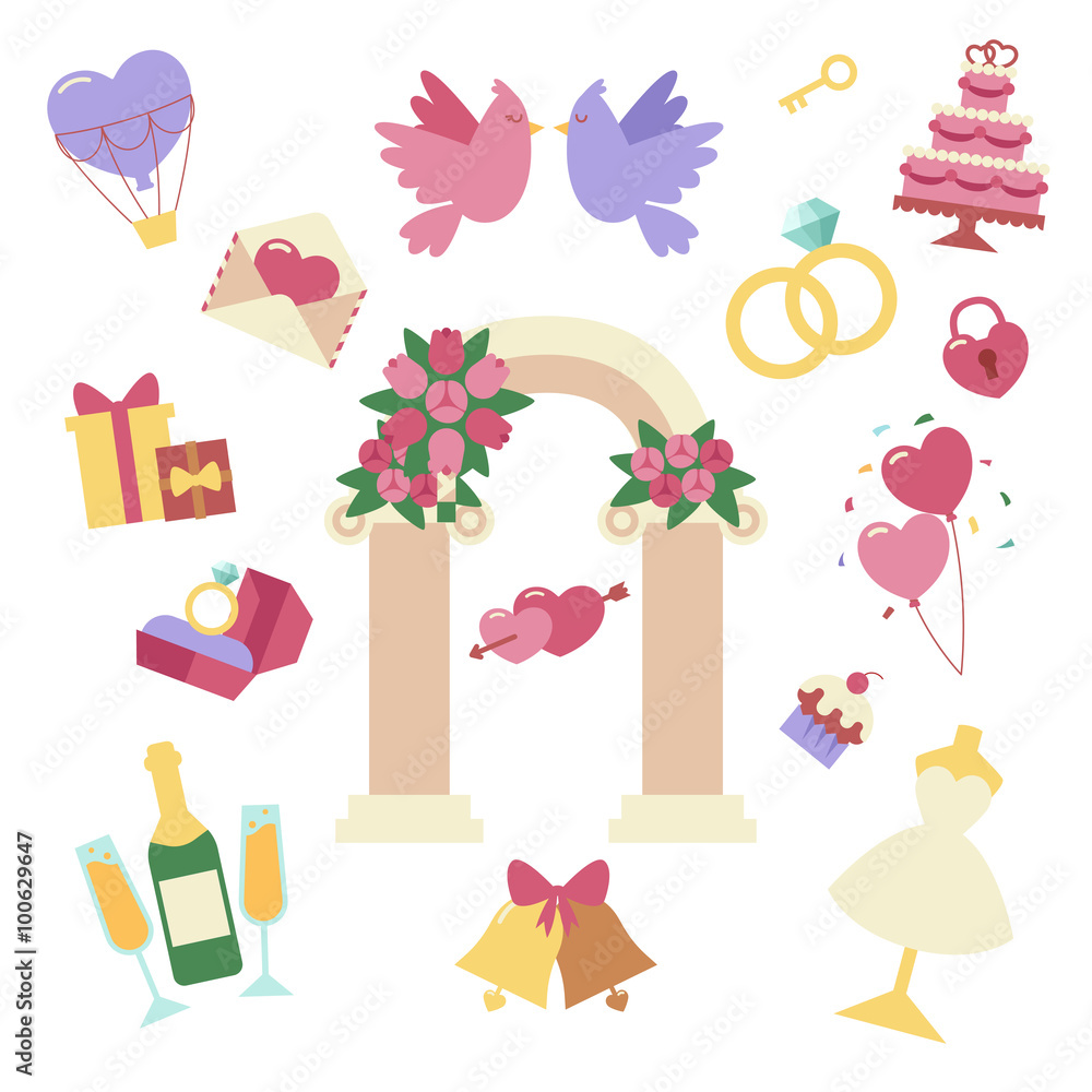 Wedding icon vector set isolated on white background Stock Vector ...