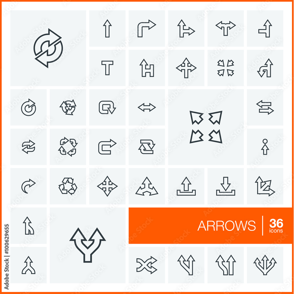 Vector thin line icons set and graphic design elements. Illustration ...