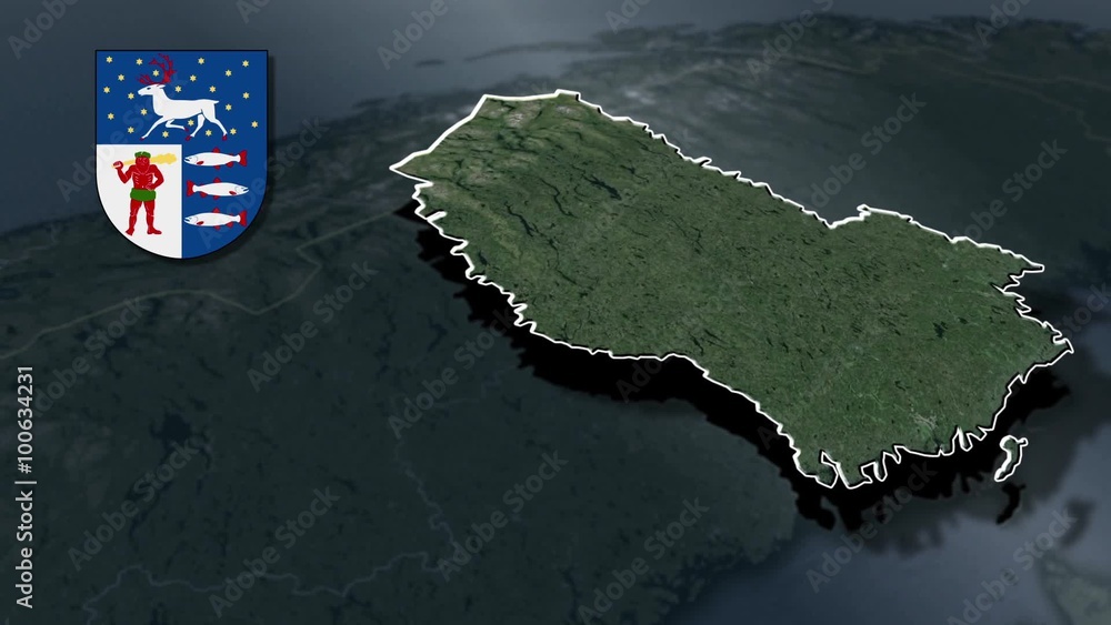 Vasterbotten with Coat of arms animation map Counties of Sweden Stock ...