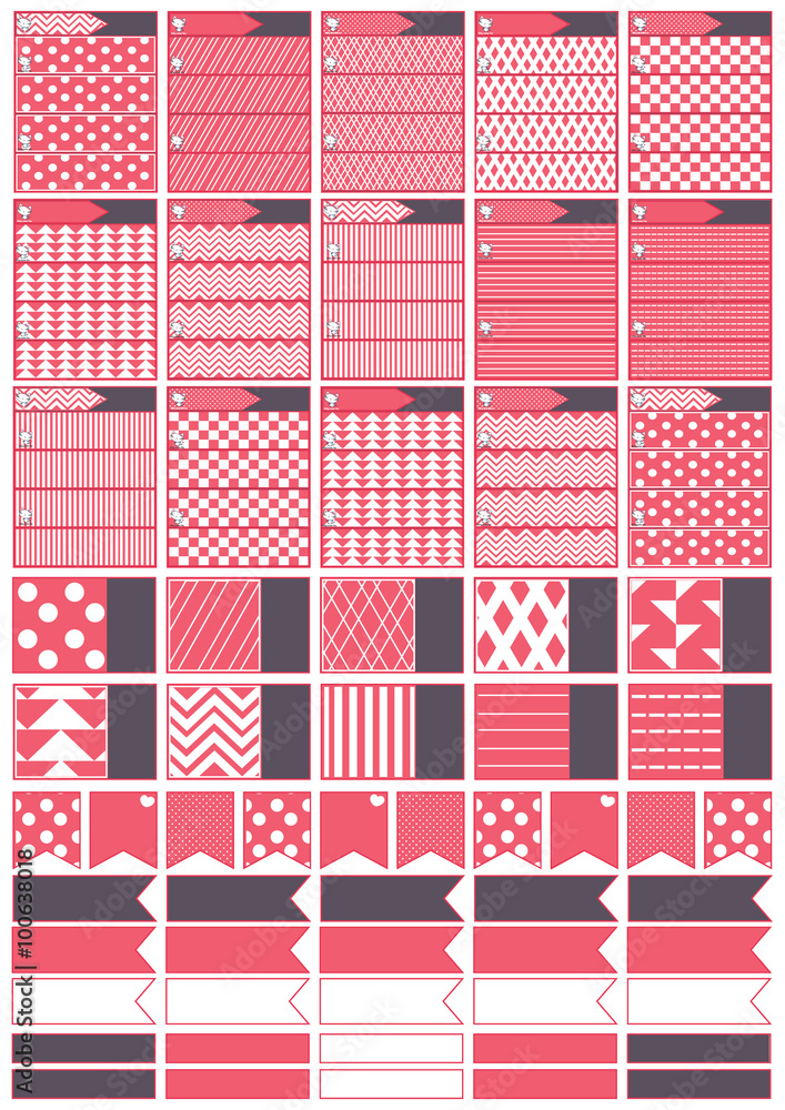 Printable boxes,half boxes,long flags and small flags , in flat colors ...