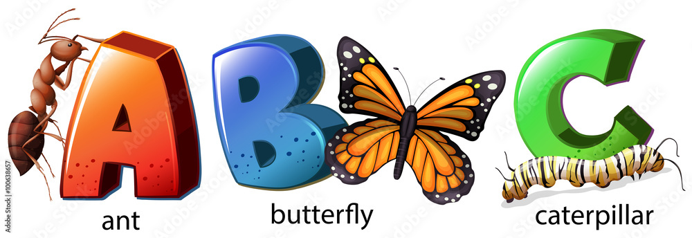 English alphabet abc with words Stock Vector | Adobe Stock