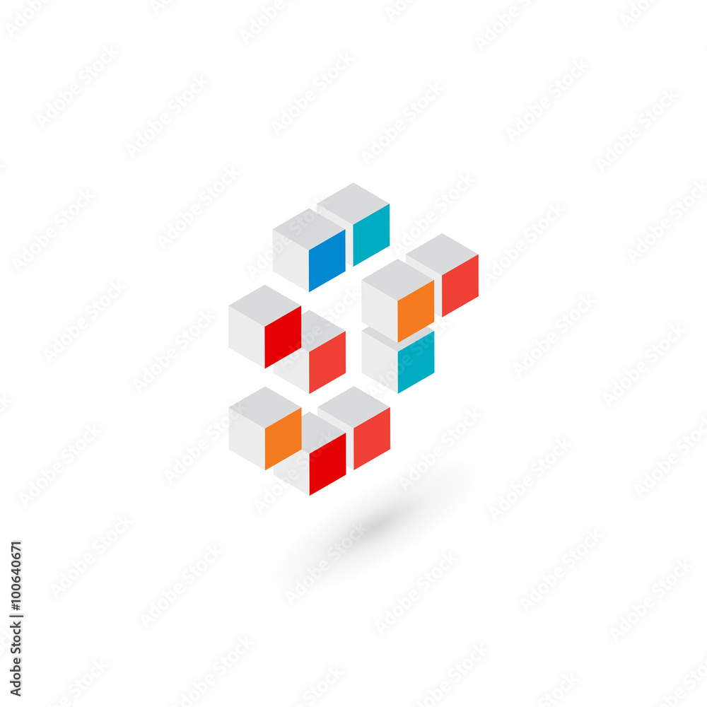 3d cube Symbol & and ampersand logo icon design template element Stock ...