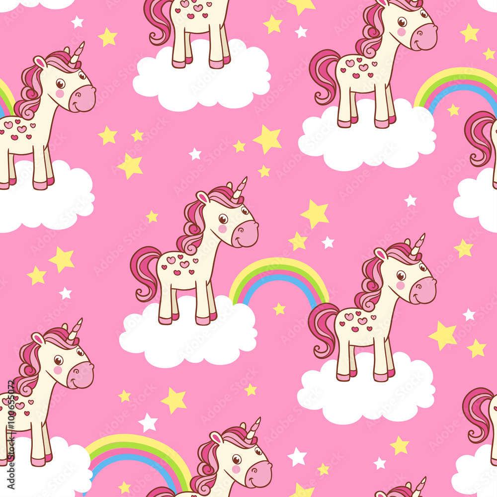 Vector childish background for girl. Vector seamless with cartoon ...