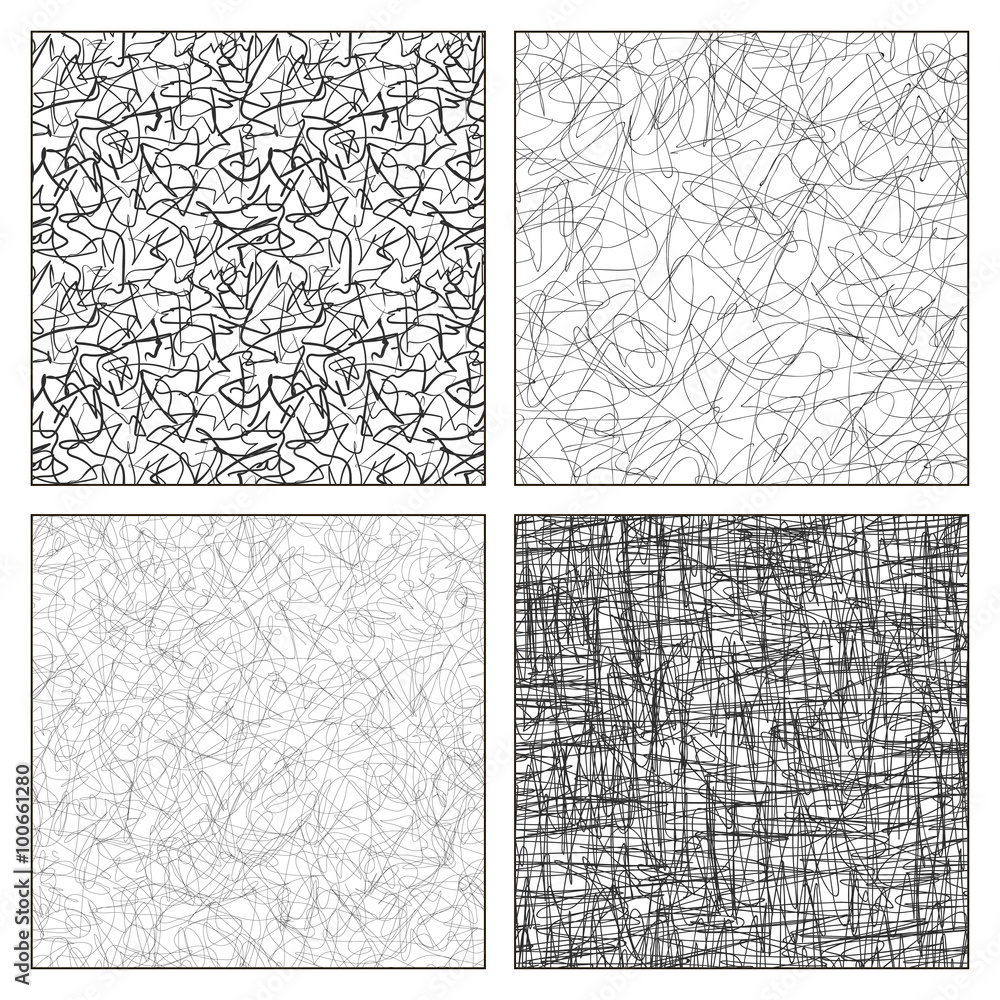 Seamless set of scribble patterns. Stock Vector | Adobe Stock