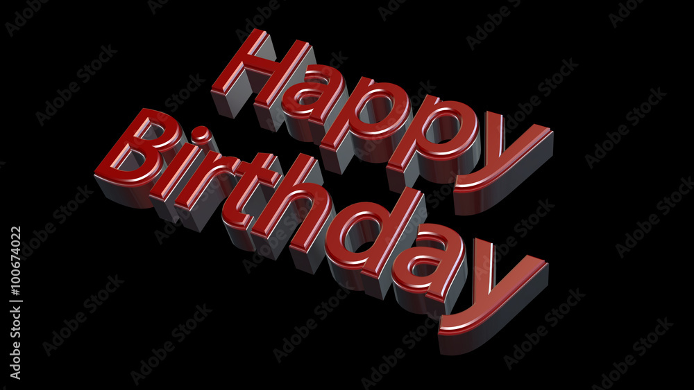 Happy Birthday message in red letters isolated on black background ...