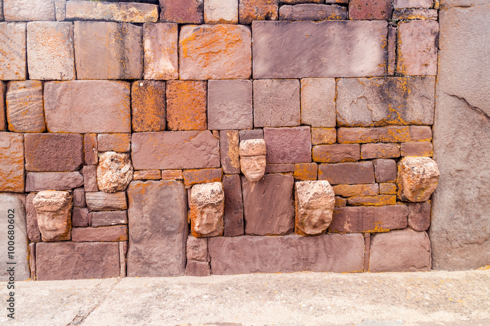 Detail of Kalasasaya structure at Tiwanaku (Tiahuanaco), Pre-Columbian ...
