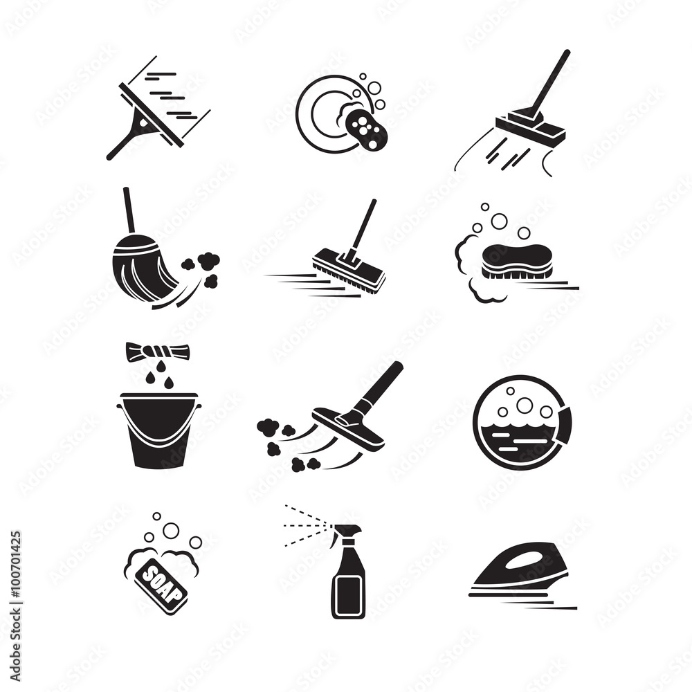 Cleaning icons set. Stock Vector | Adobe Stock