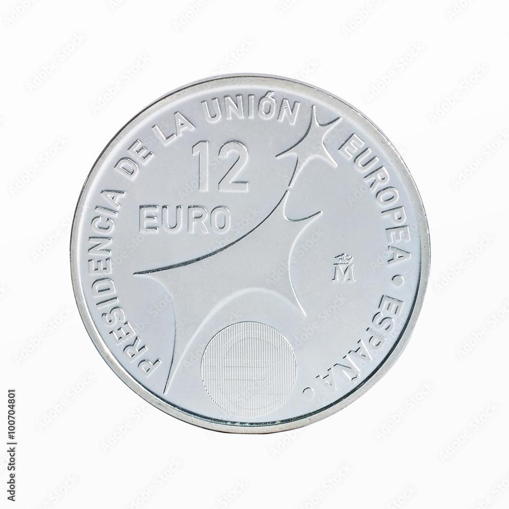 Moneda 12 euros España 2002 anverso Stock Photo | Adobe Stock
