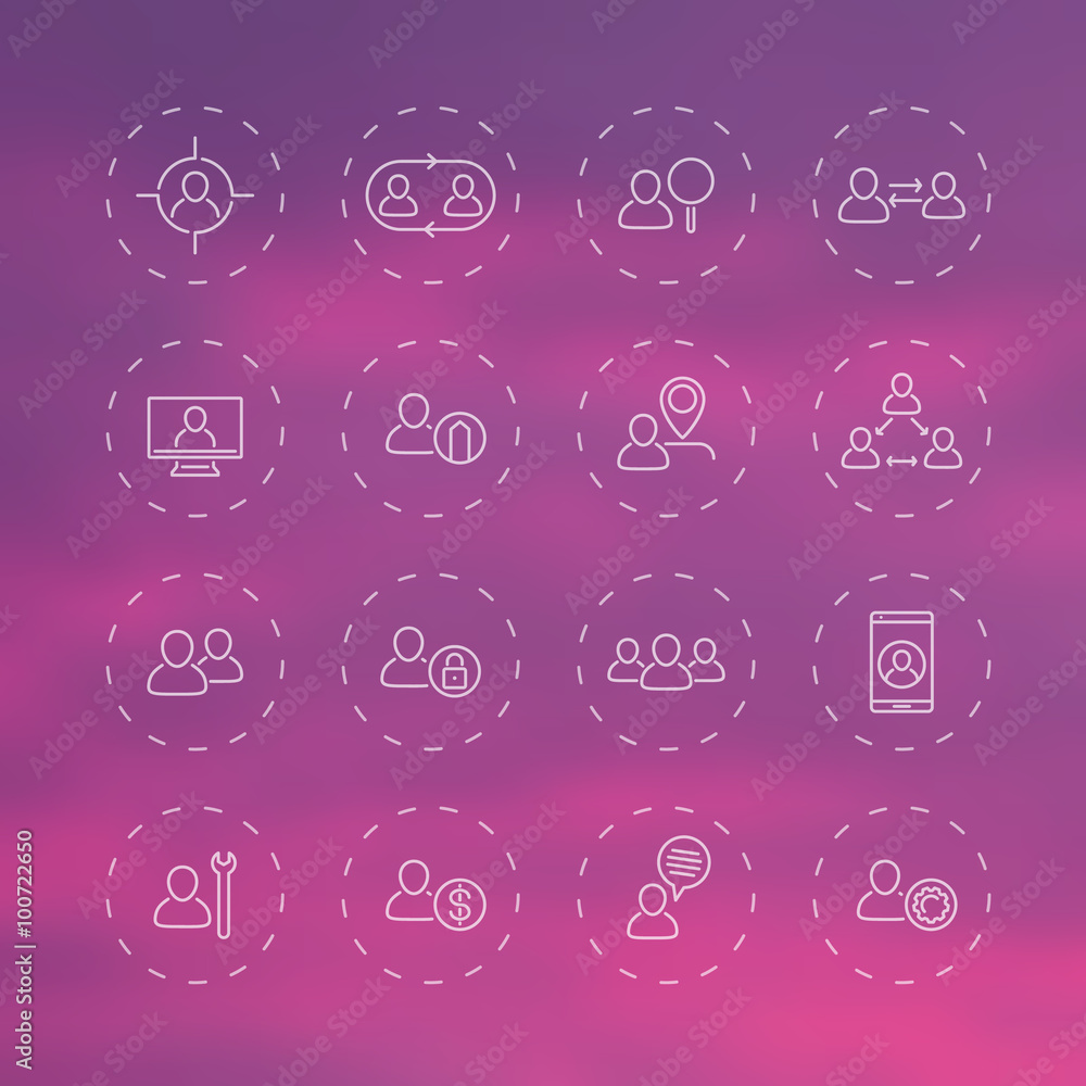 Personnel, Human resources, HR, staff line transparent icons, vector ...