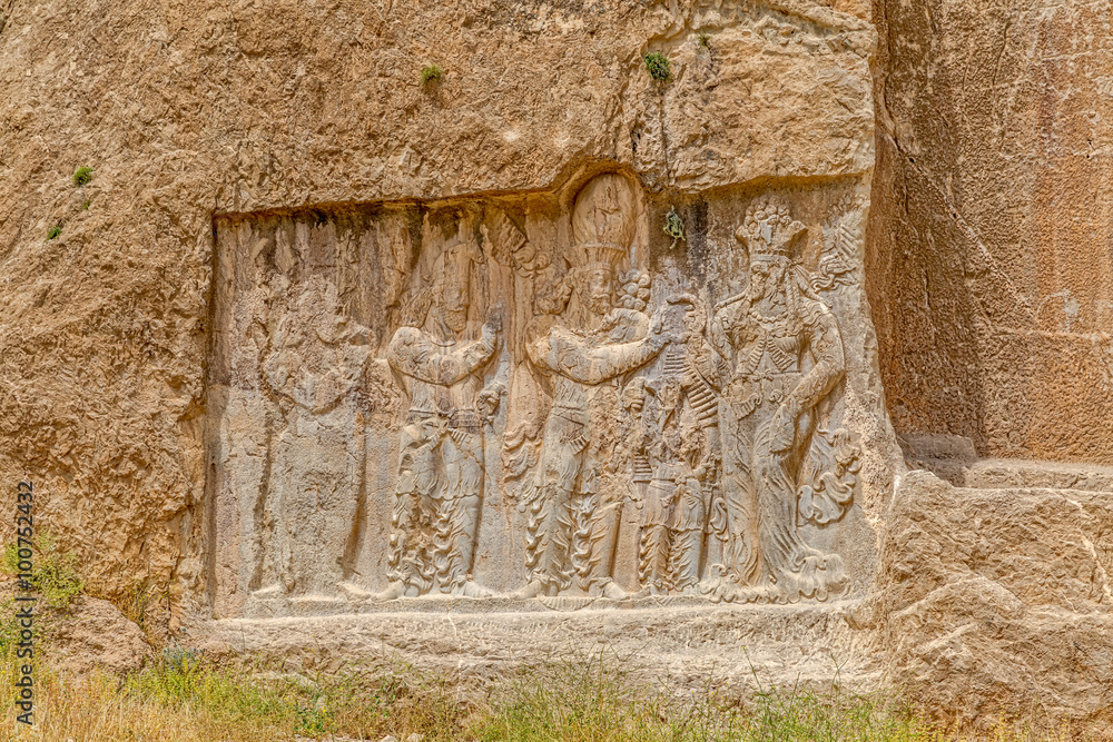 Ancient relief of the necropolis Naqsh-e Rustam that shows the ...