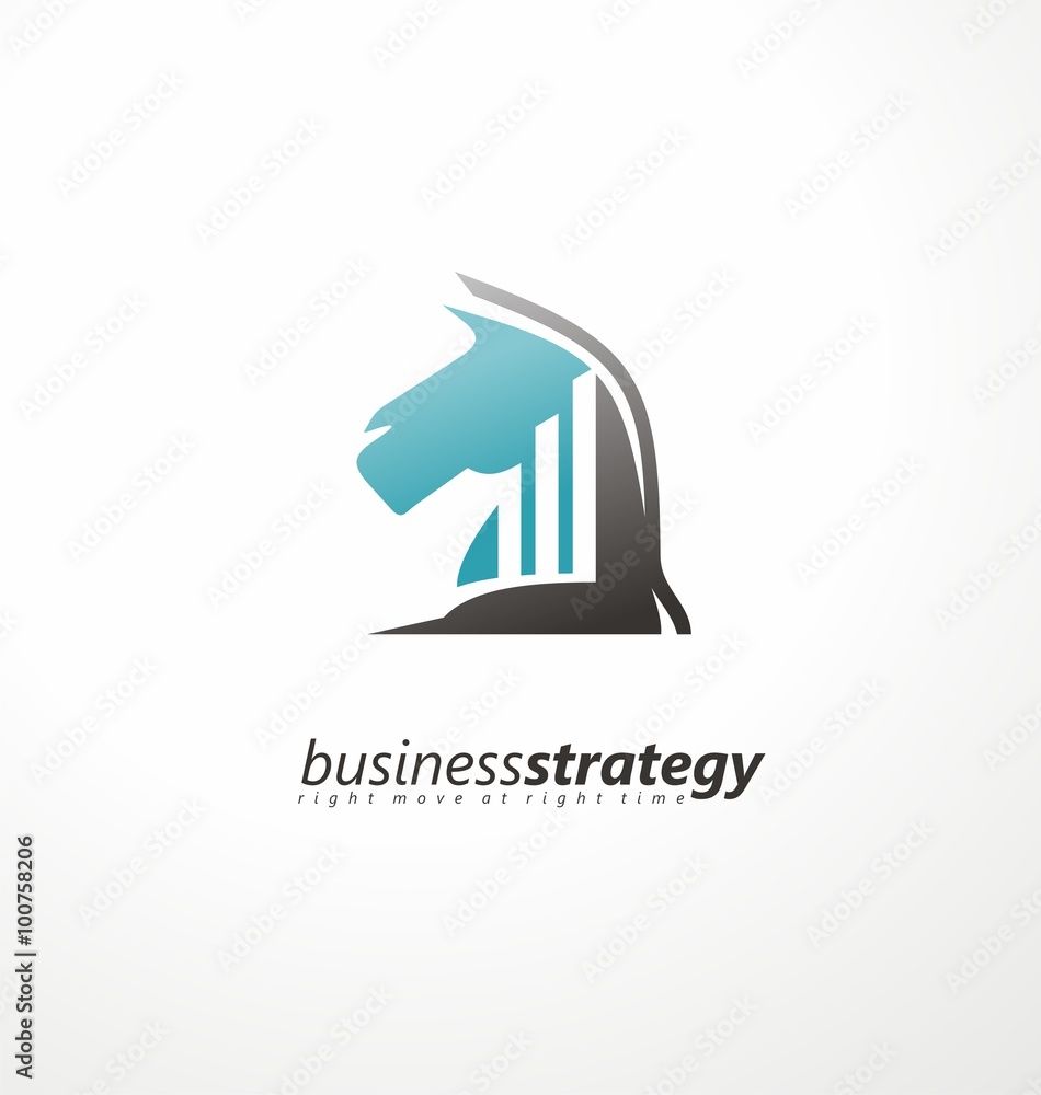 Knight symbol with chart bars in negative space Stock Vector | Adobe Stock