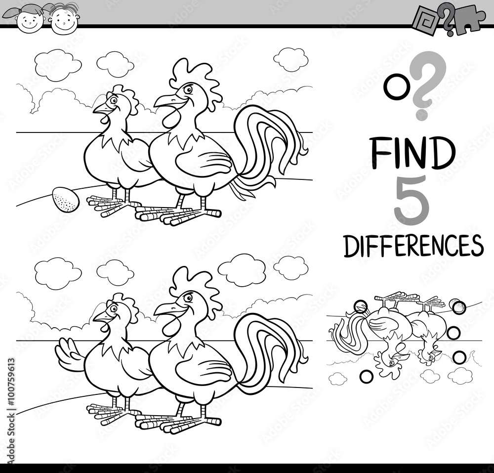 task of differences coloring page Stock Vector | Adobe Stock