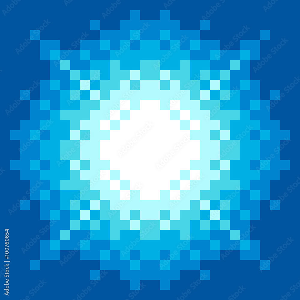 8-Bit Pixel-art Blue Video Game Explosion Stock Vector | Adobe Stock