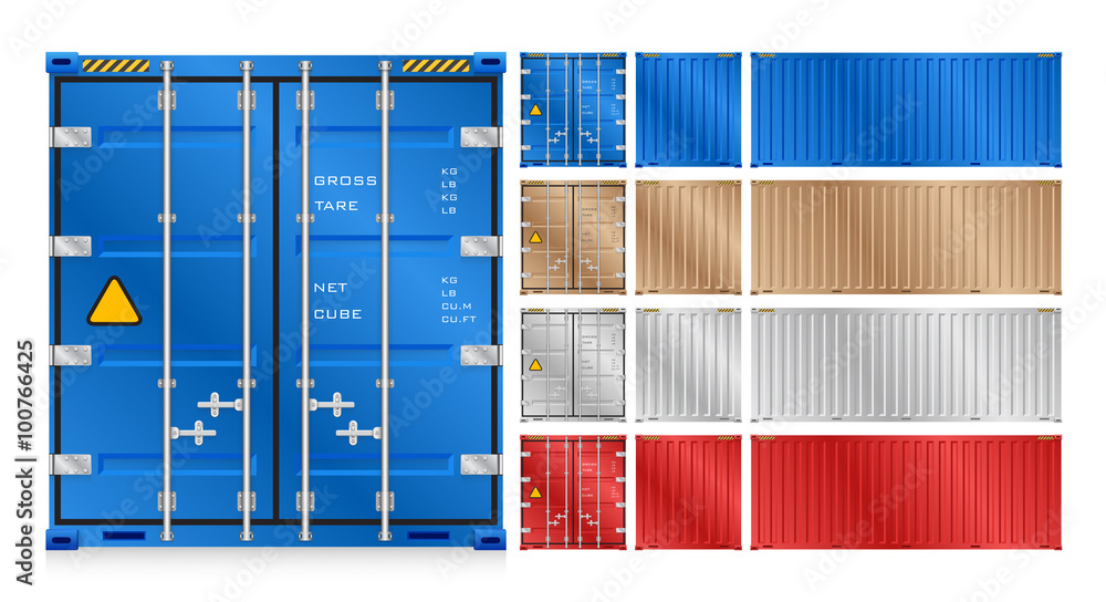 Cargo container vector isolated on white background. Metal box or ...