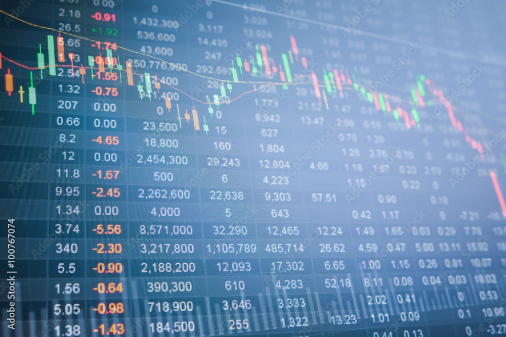 Stock market chart, Stock market data on LED display concept Stock ...