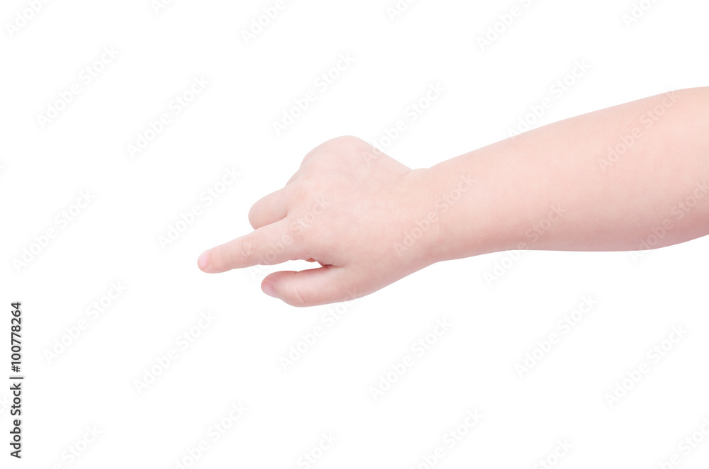 Child hand pointing isolated over white Stock Photo | Adobe Stock